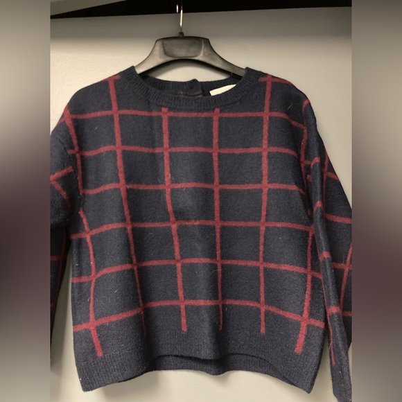 LOFT | Sweaters | Vintage Backbutton Loft Sweater Top Navy Background ...